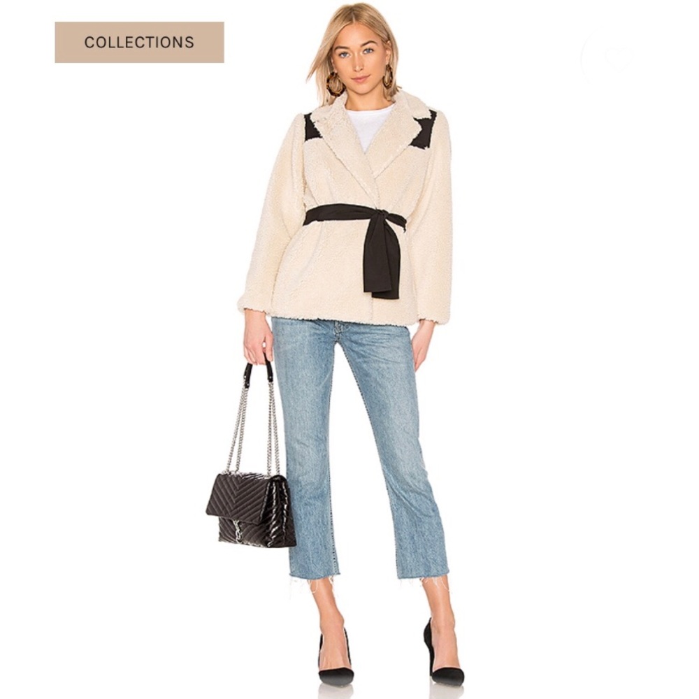 Wrap Sherpa Jacket In Natural Combo By Lpa Size S - Gem